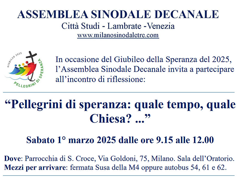 ASSEMBLEA SINODALE DECANALE, Sabato 1° marzo 2025 – Comunità Pastorale ...